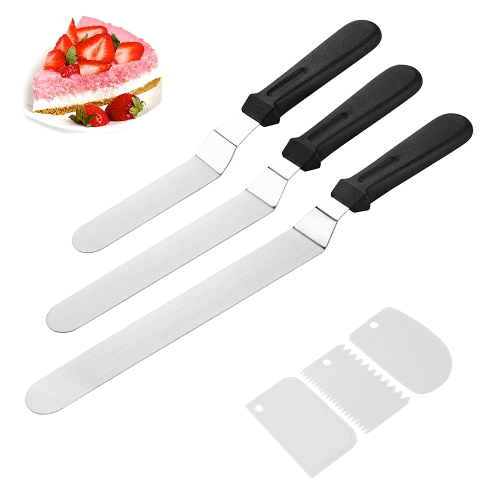 Set of 6 Cake Icing Spatulas and Cake Smoother Scrapers White, 6"+8"+10 ...
