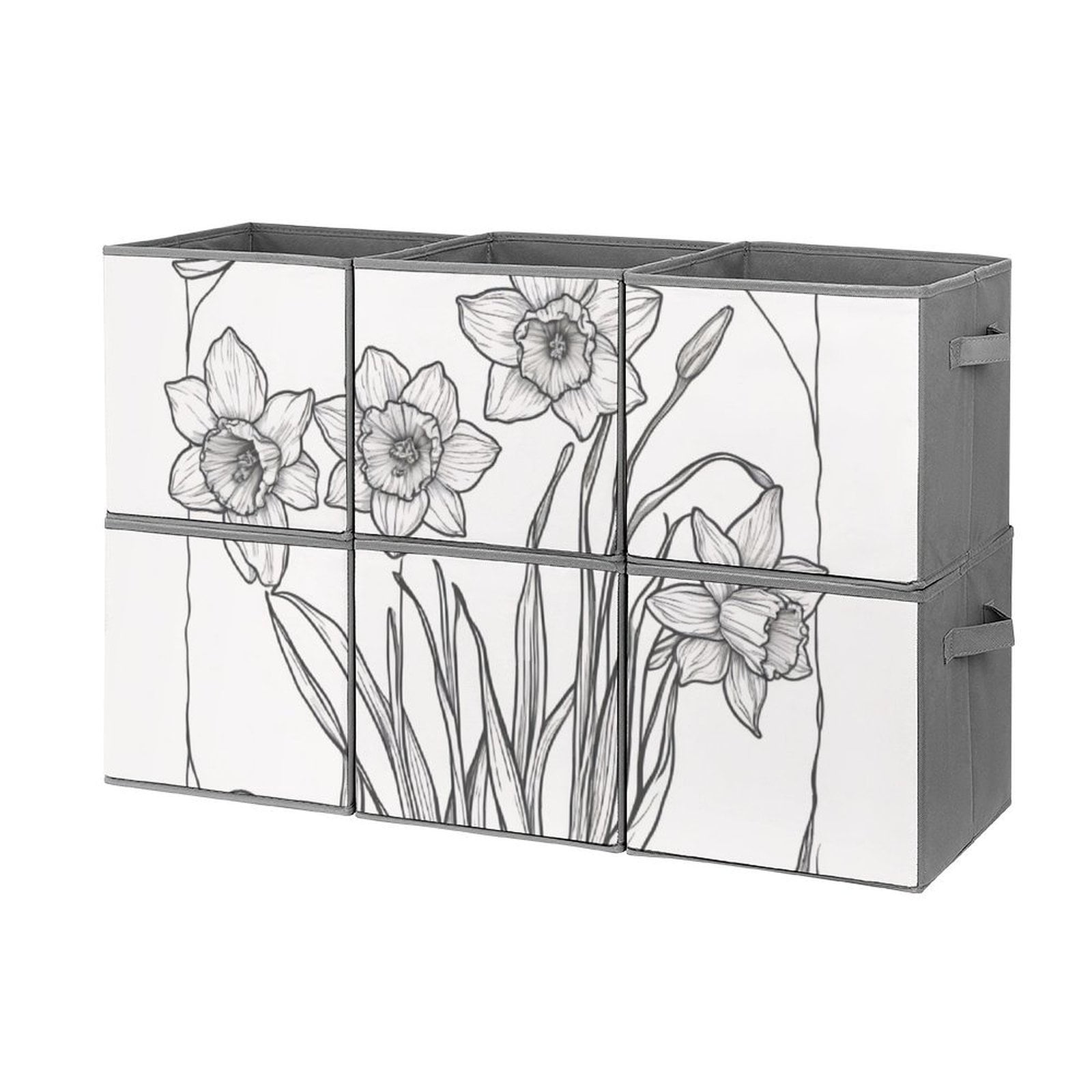 Set of 6 Collapsible Oxford Fabric Storage Cubes with Handles, Foldable ...