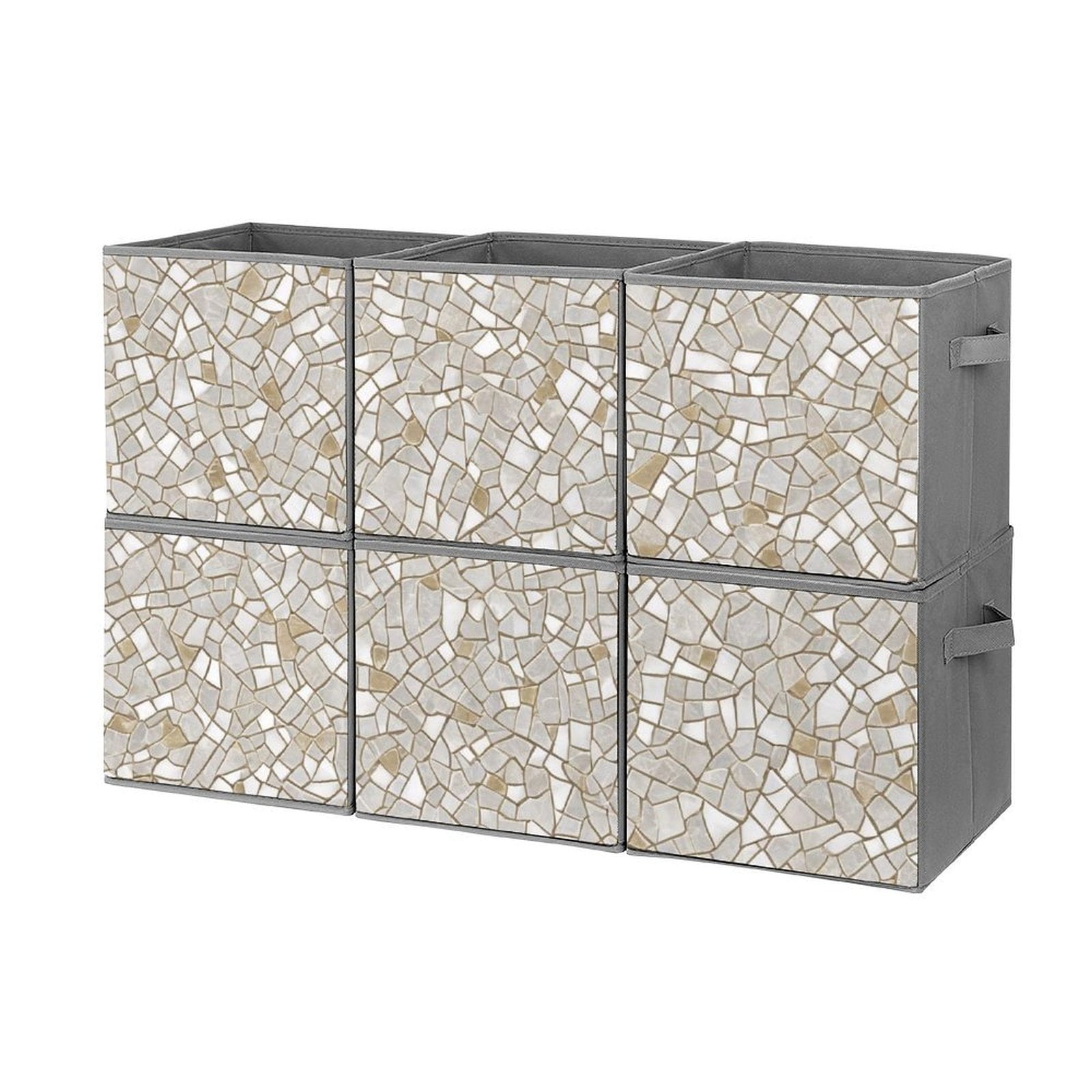 Set of 6 Collapsible Oxford Fabric Storage Cubes with Handles, Foldable ...
