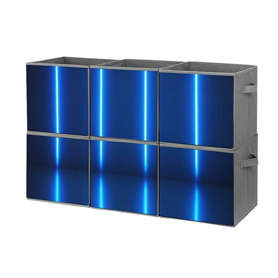 Set of 6 Collapsible Oxford Fabric Storage Cubes with Handles, Foldable ...
