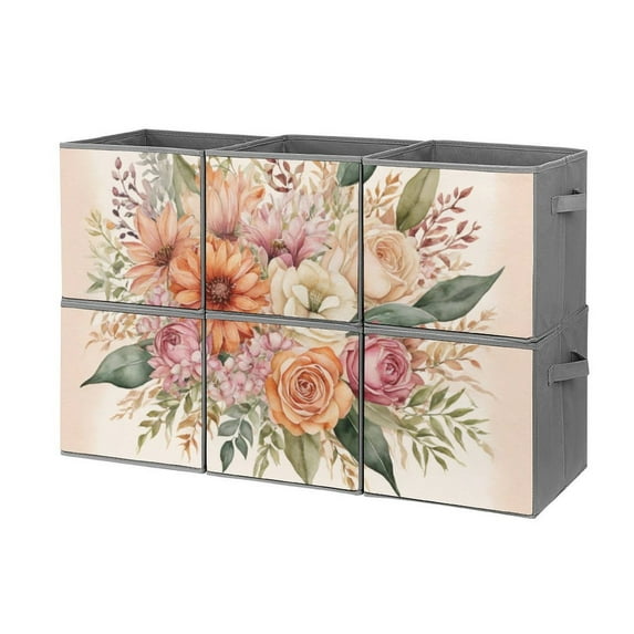 Set of 6 Collapsible Oxford Fabric Storage Cubes with Handles, Foldable ...