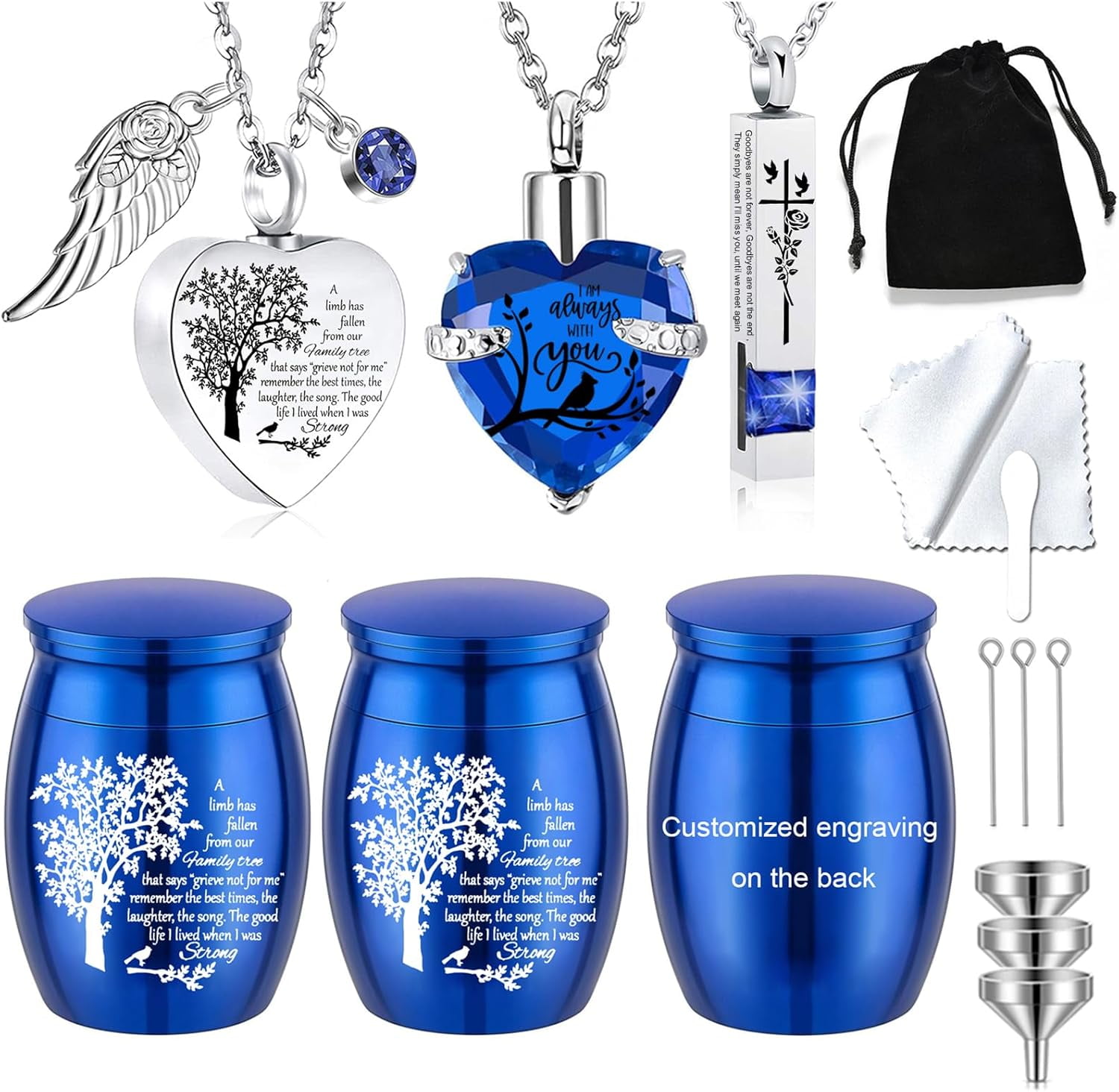 Set of 6 Cremation Urn Necklaces - Small Keepsake Ashes Holders for ...