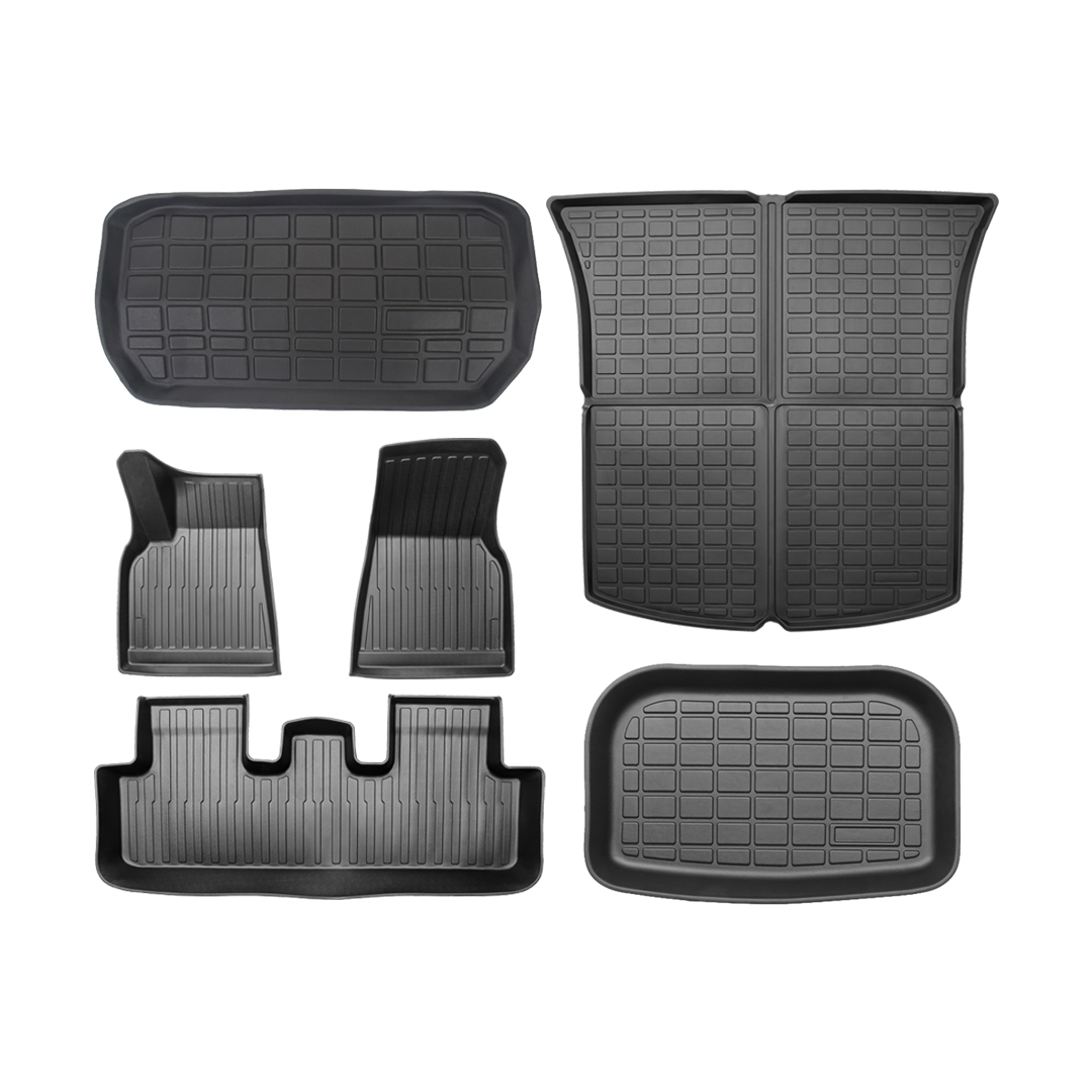 Set of 6 Floor Mats-Front-Rear Trunk Liner-Rear Well Liner TPE Material ...