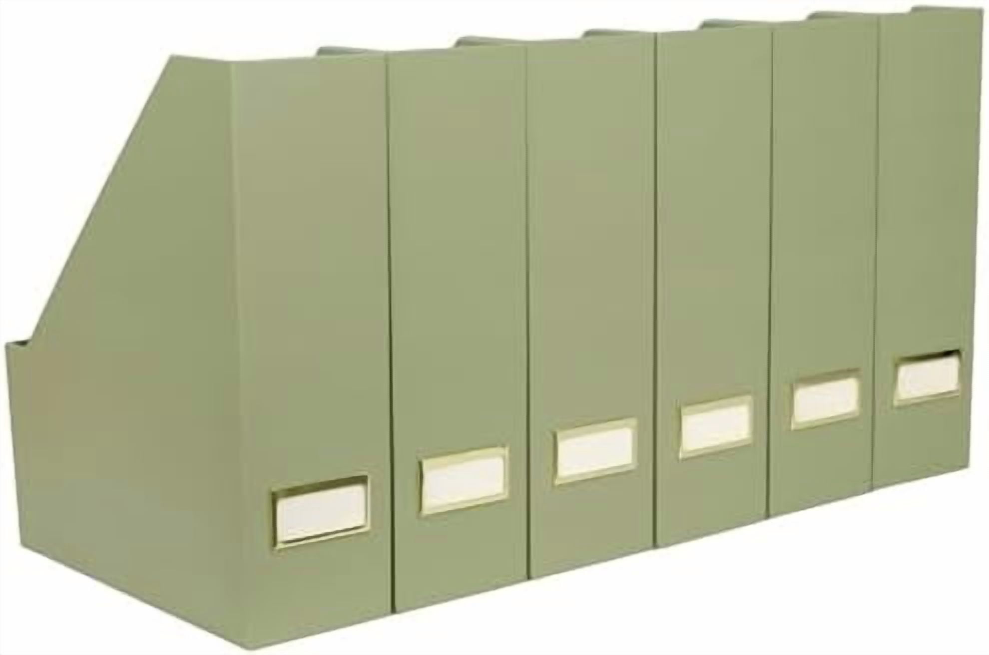 | Set of 6 Foldable Magazine File Holders in Earth Green | Heavy-Duty ...