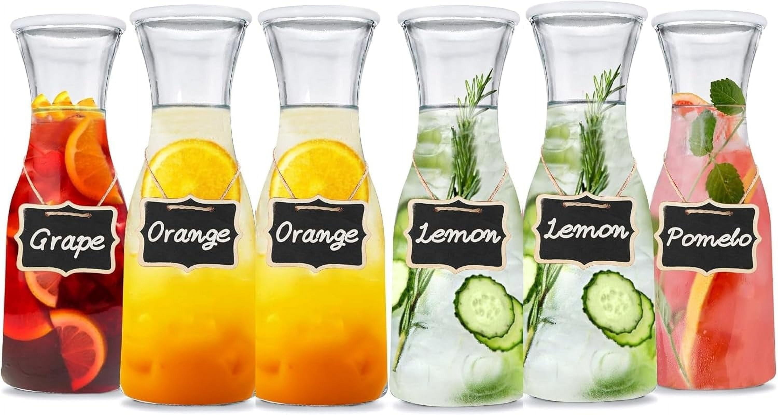 Set of 6 Glass Carafe Pitcher with Lid, Water Pitcher Set for Mimosa ...