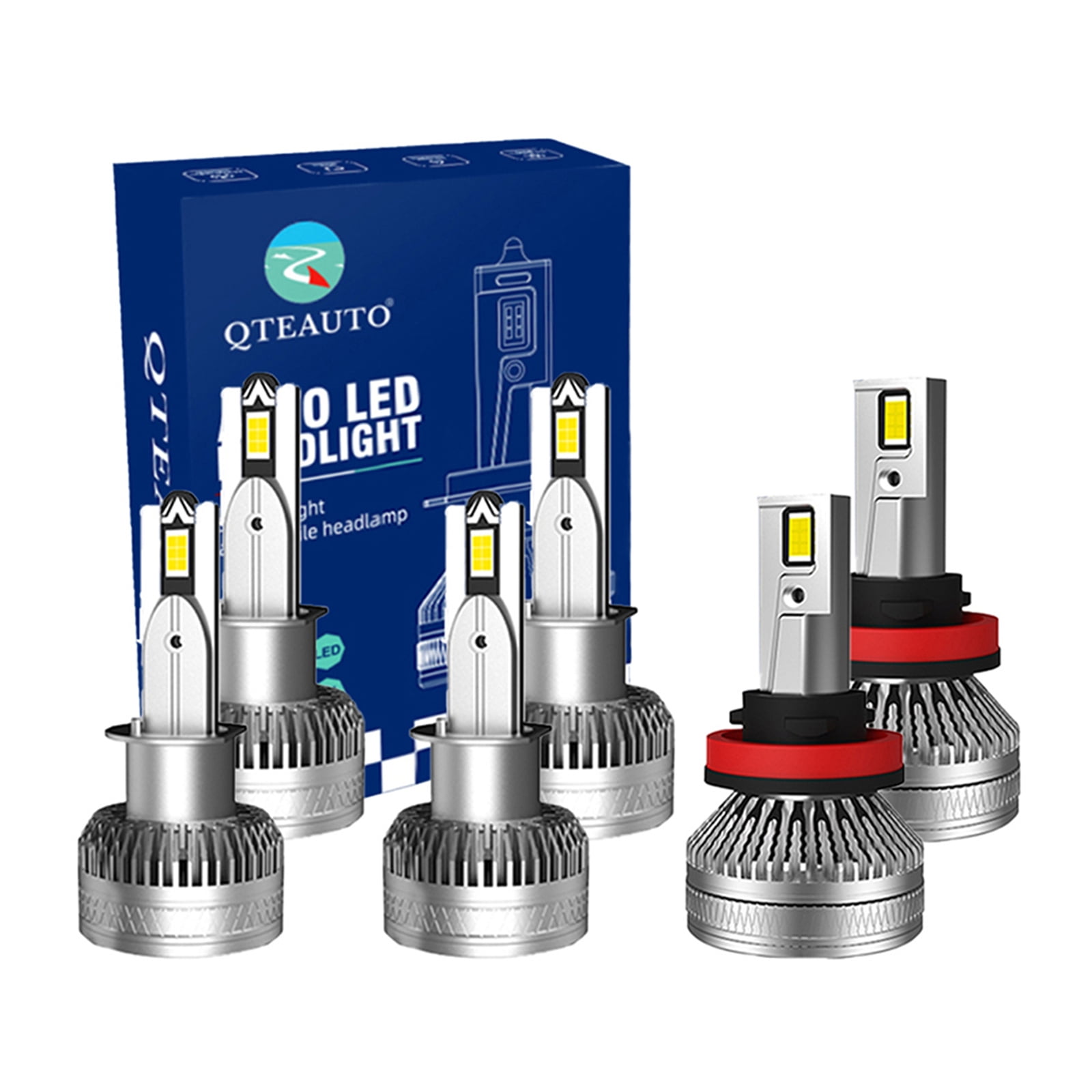 Set of 6 H1 H8/H9/H11 LED Super Bright Low Beam High Beam Fog Light ...