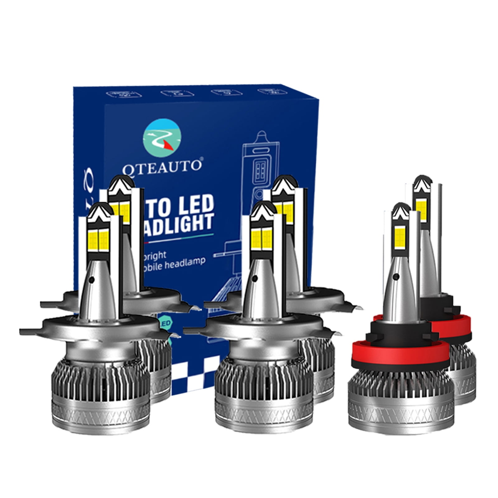 Set of 6 H4/HB2/9003 H8/H9/H11 LED Bulb Super Bright High Beam Daytime Running Low Beam Fog ...