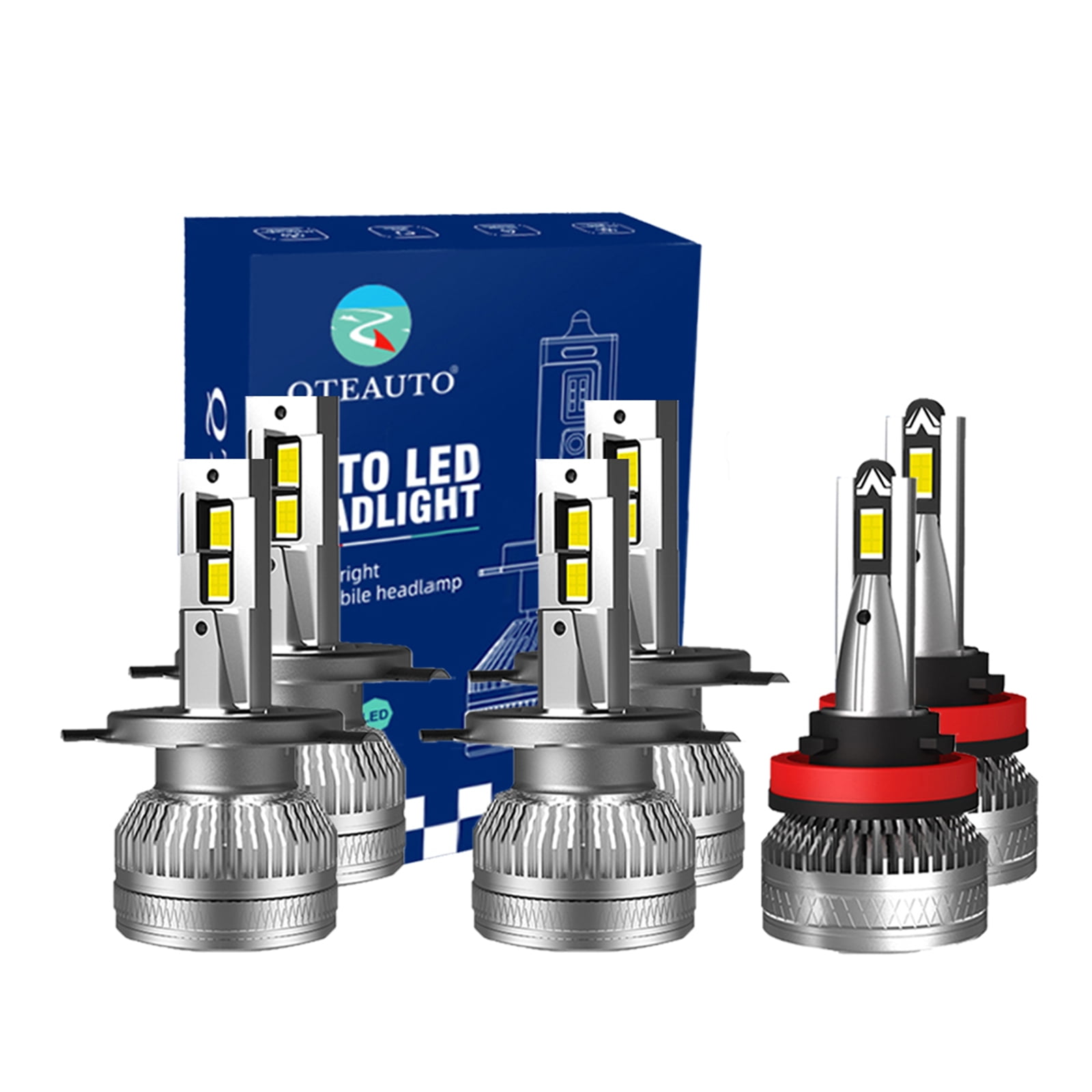 Set of 6 H4/HB2/9003 H8/H9/H11 LED Super Bright Daytime Running High Beam Low Beam Fog Light ...