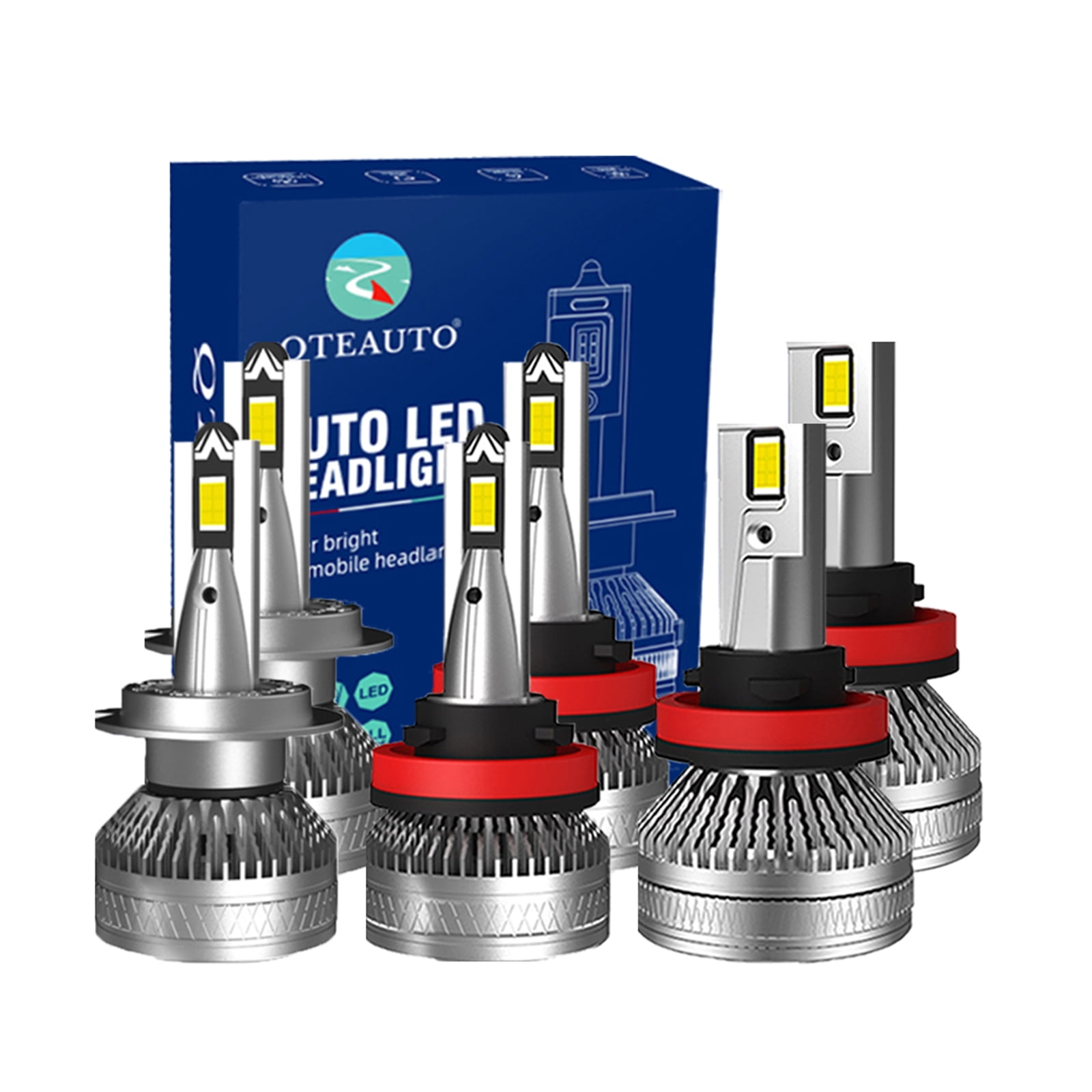 Set of 6 H7 H8/H9/H11 LED Super Bright Fog Light High Beam Low Beam 140W, 12V, 6000K, Lifespan ...