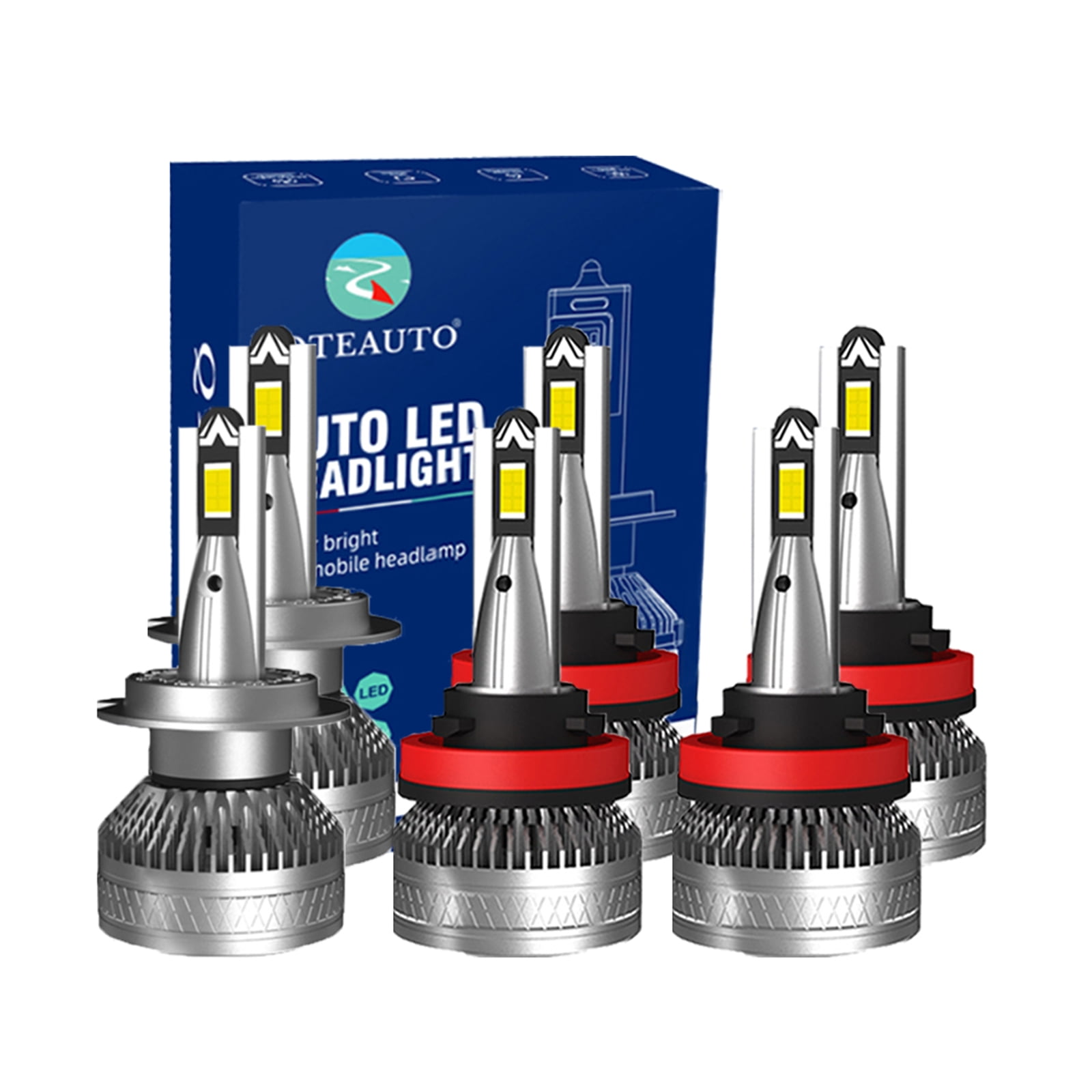Set of 6 H7 H8/H9/H11 LED Super Bright High Beam Low Beam Fog Light ...