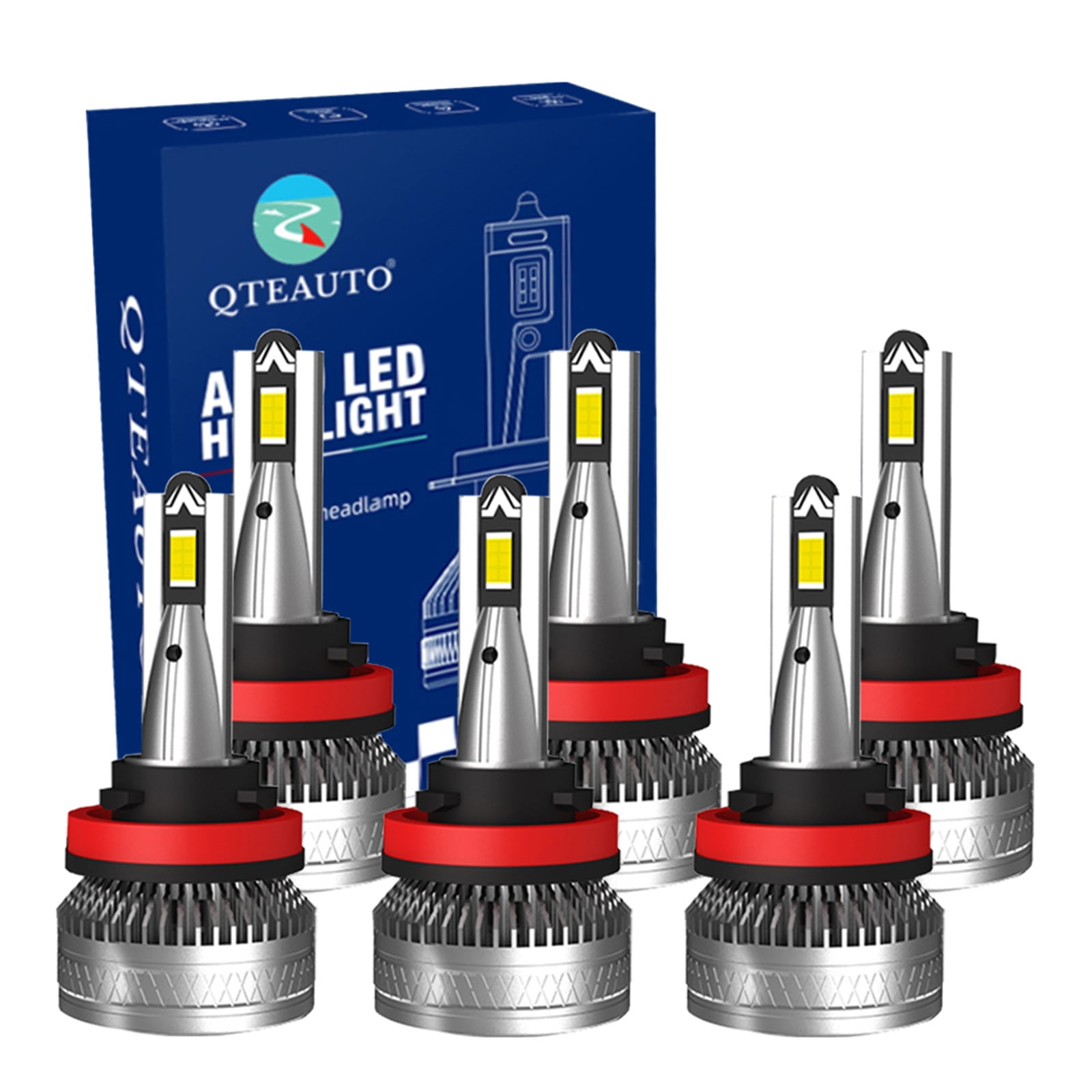 Set of 6 H8/H9/H11 LED Bulb Super Bright High Beam Low Beam Fog Light ...