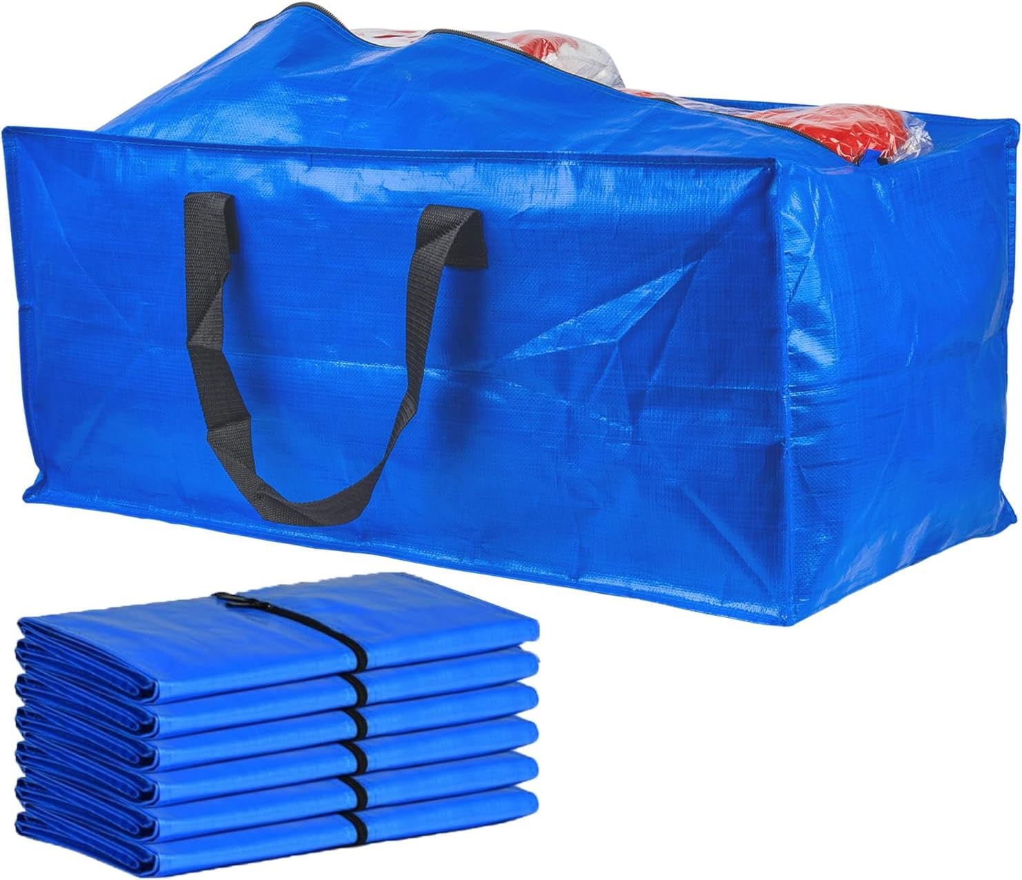 Set of 6 Heavy Duty Extra Large Moving Bags, JOYCEMALL Reusable Plastic ...