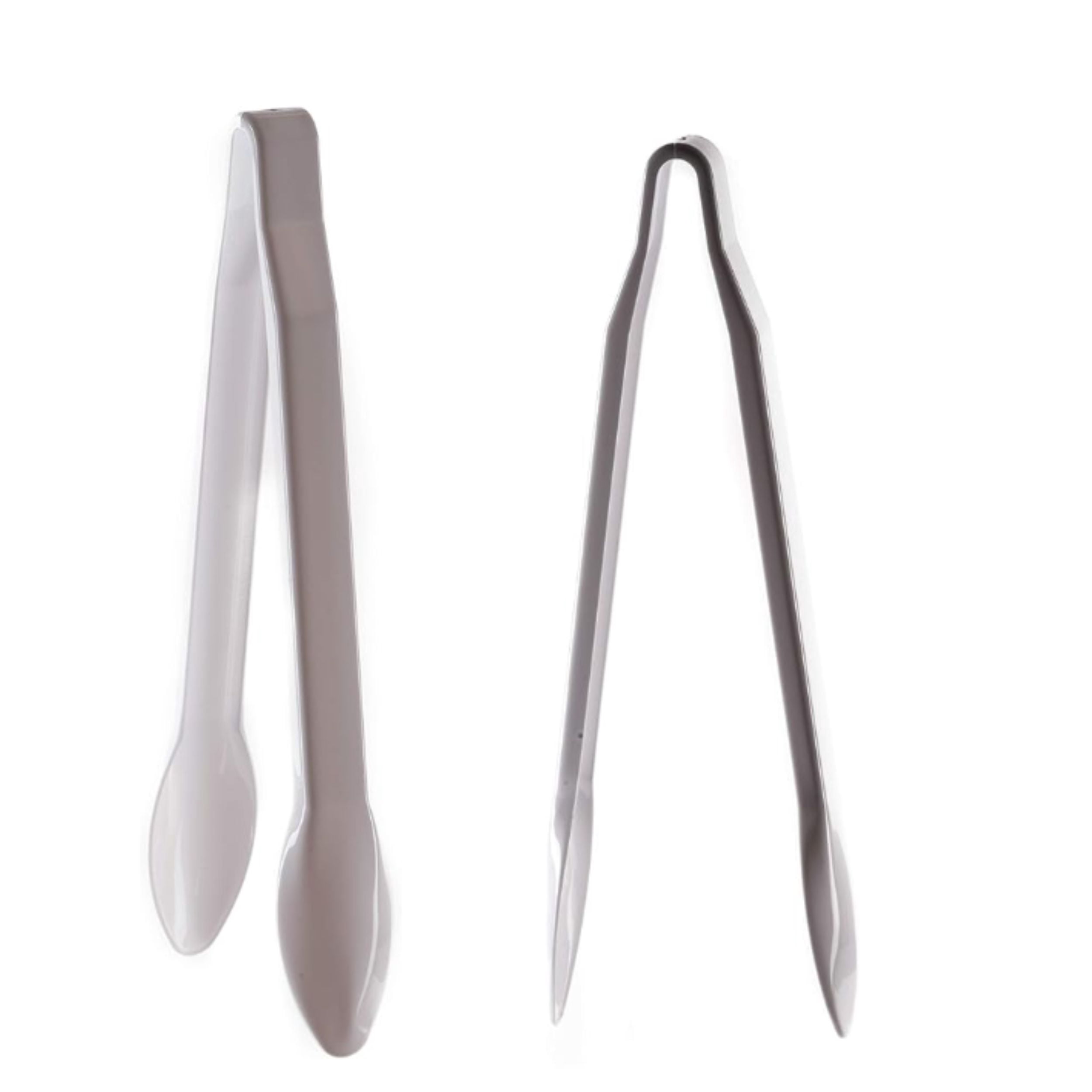 Set of 6 - Heavy Duty White Serving Tongs - 9 inch - Plastic Disposable ...