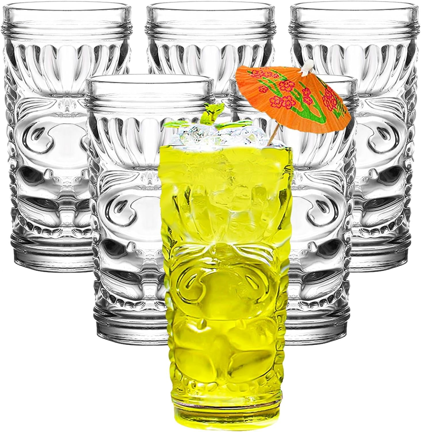 Set of 6 Highball Glasses 14 Oz Tiki Glasses for Cocktails - Modern ...