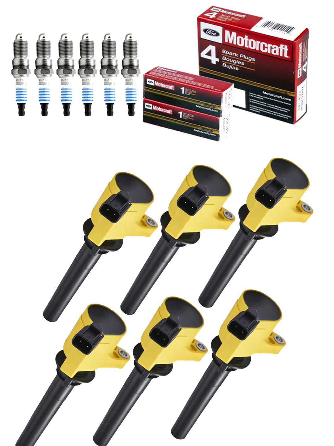 Set of 6 ISA Heavy Duty Ignition Coils and 6 and Motorcraft Spark Plug ...