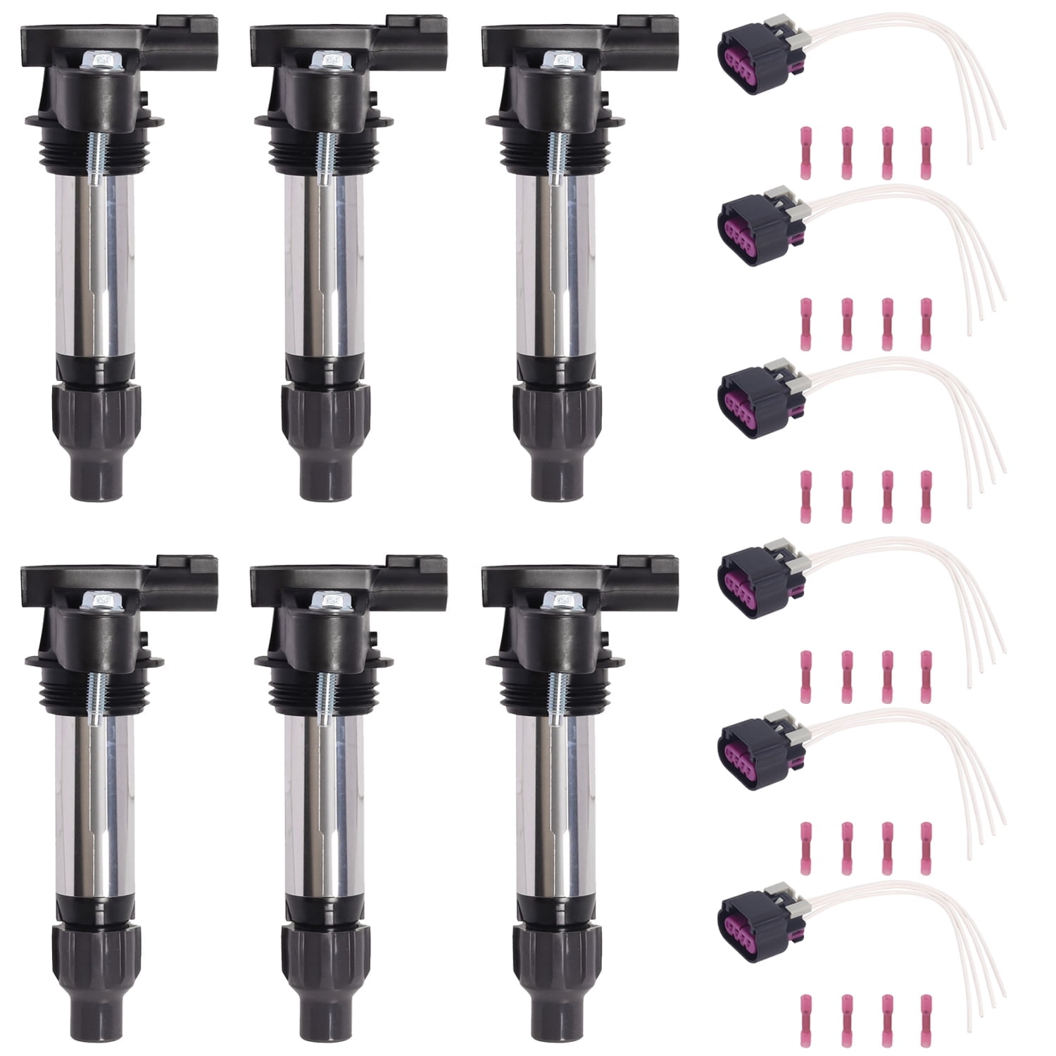 Set of 6 ISA Ignition Coil & 6 Ignition Coil Connector Compatible with ...