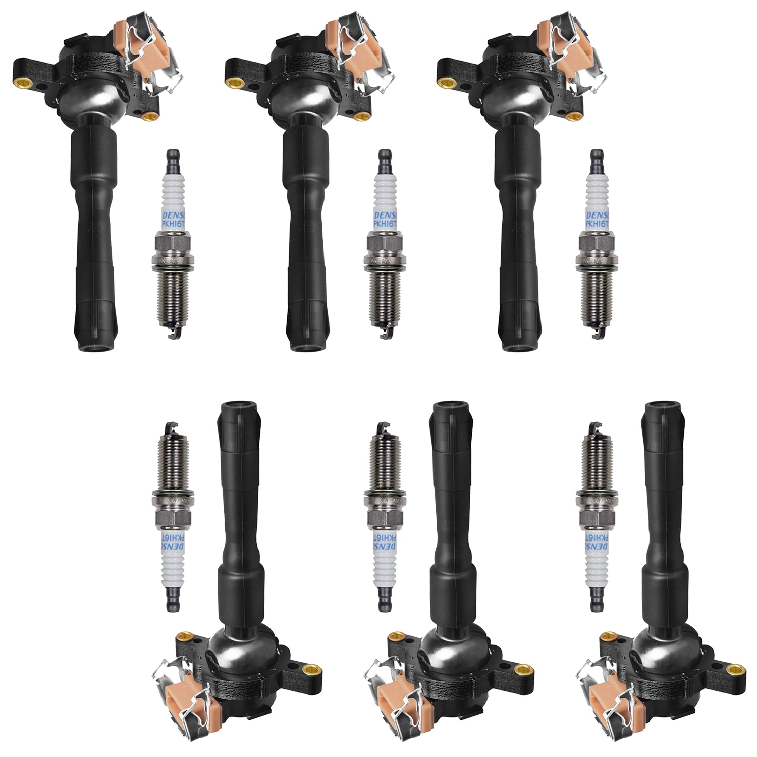 Set of 6 ISA Ignition Coils and Denso Platinum Spark Plugs Compatible ...