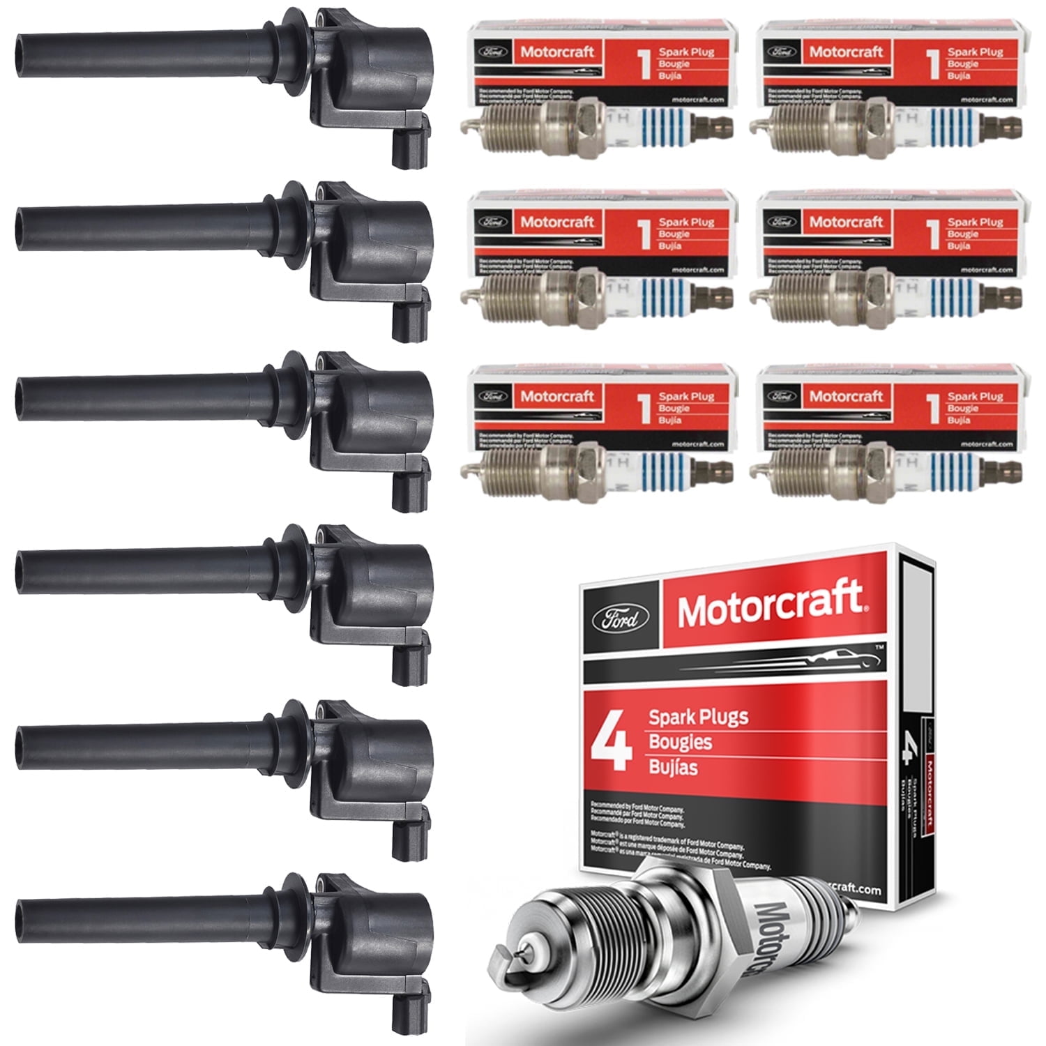 ISA Ignition Coils & Motorcraft Spark Plugs Pack, Car Engine Kit for ...
