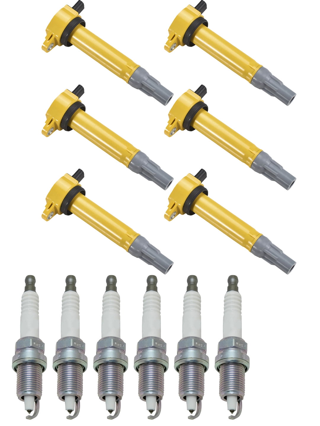 Set of 6 ISA Yellow Color Igntion Coils and 6 NGK Spark Plugs ...