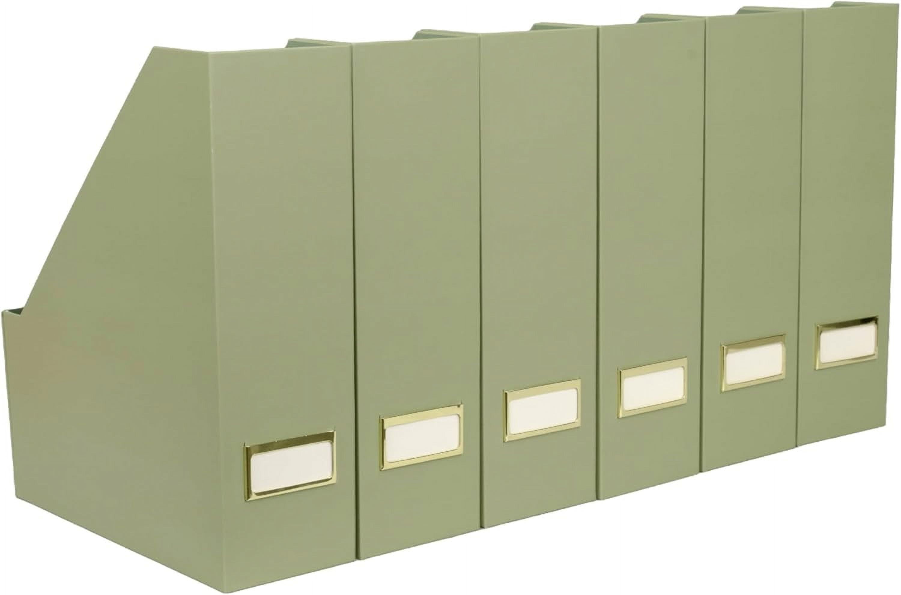 Set of 6 Magazine File Holders in Earth Green – Sturdy Cardboard ...