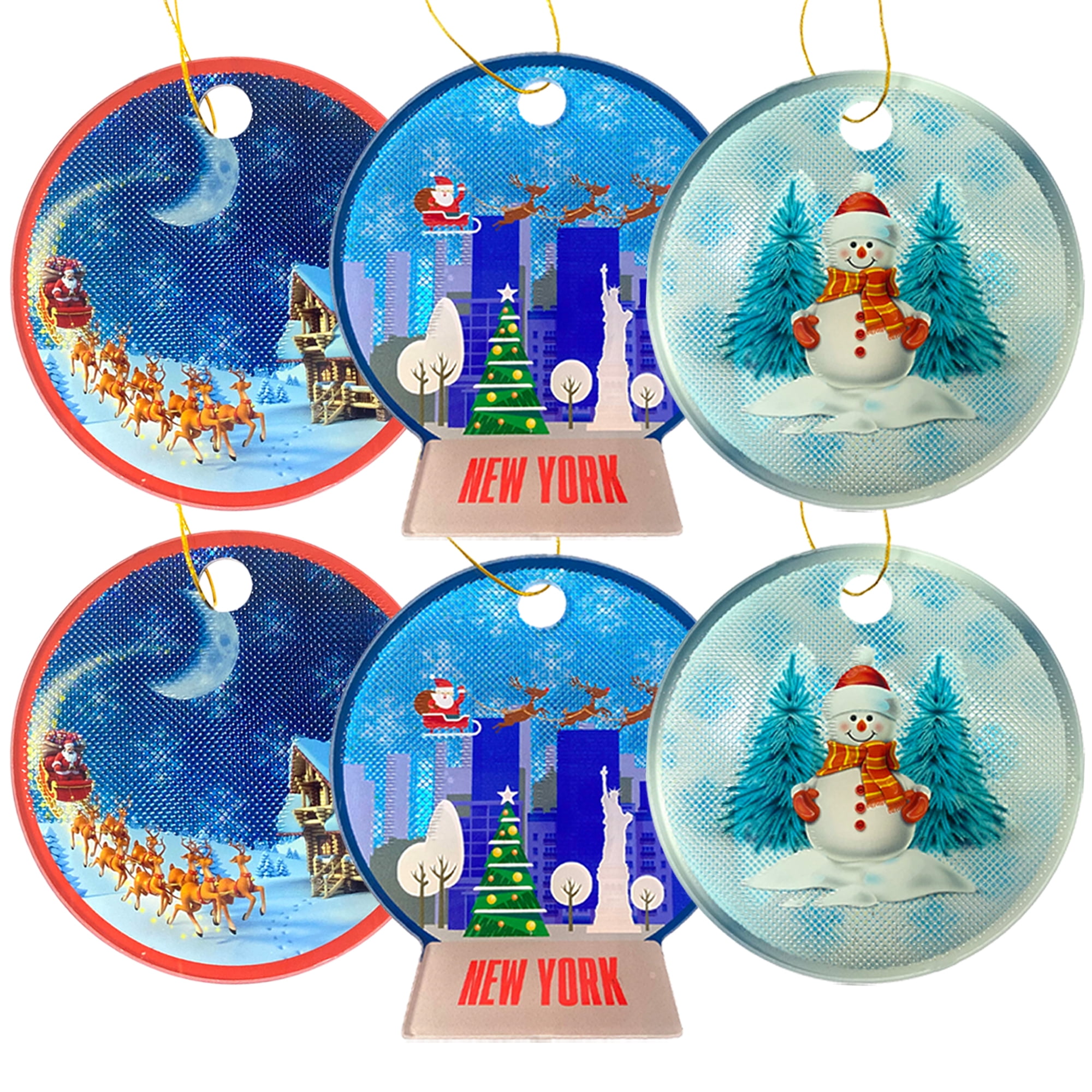 Set of 6 Matashi 5D New York City, Santa Claus, Reindeer Printed ...