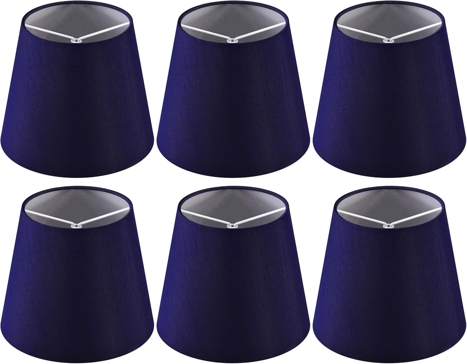 Set of 6 Mini Lamp Shades, Navy Blue - Chandelier Shades 4" Top X 6 ...
