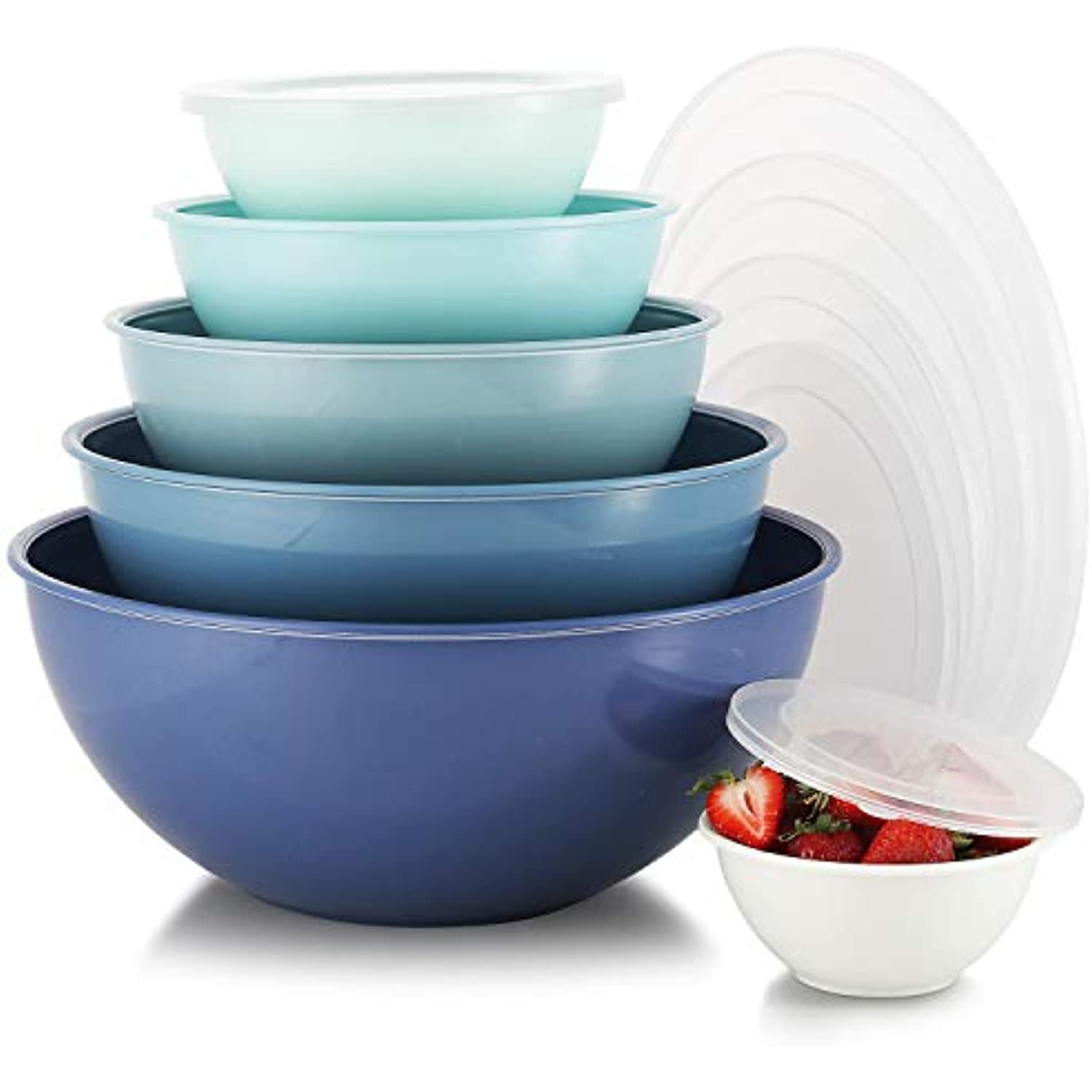 Set of 6 - Mixing Bowls with Lids Set- Plastic Mixing Bowl Set for Prep ...