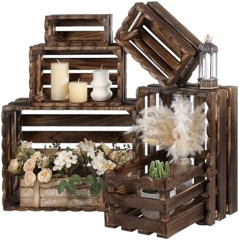 Set of 6 Nesting Wooden Crate Hollowing Out Wooden Crates for Display 6 ...