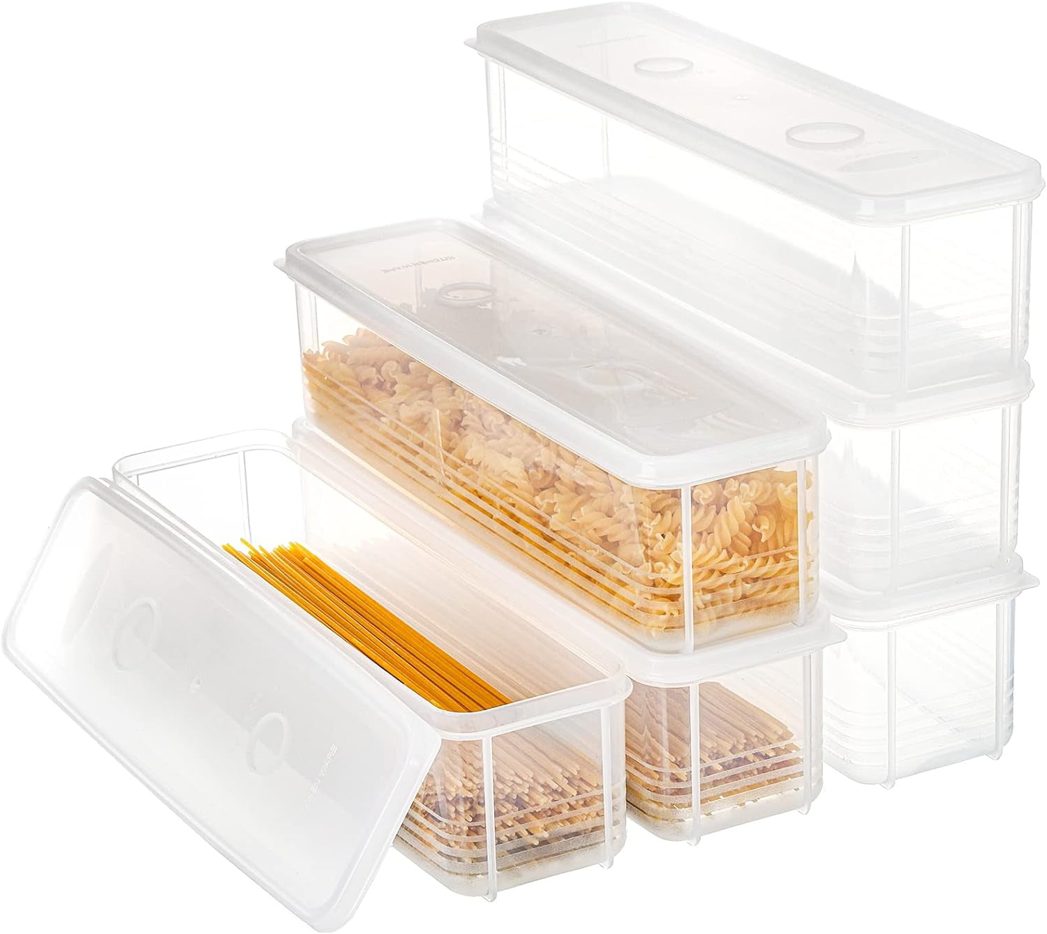Set of 6 Pasta Storage Containers with Lid, Airtight Spaghetti Noodle ...