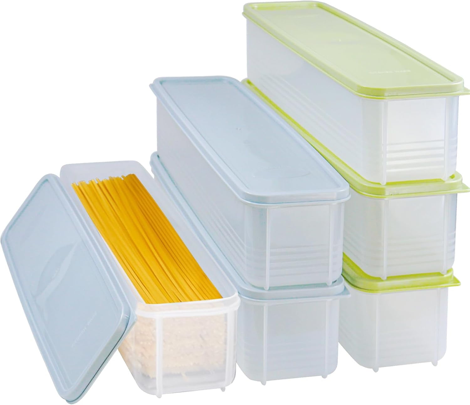 Set of 6 Pasta Storage Containers with Lid, Airtight Spaghetti Noodle ...