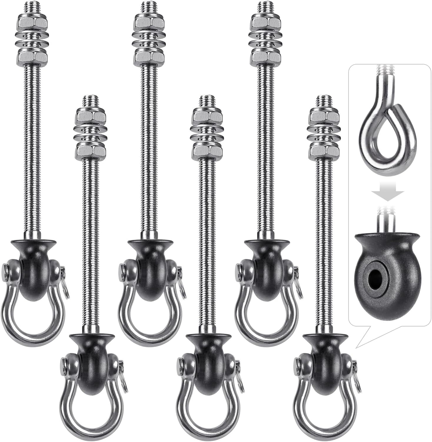 Set of 6 Permanent Stainless Steel 304 Heavy Duty Swing Hangers ...