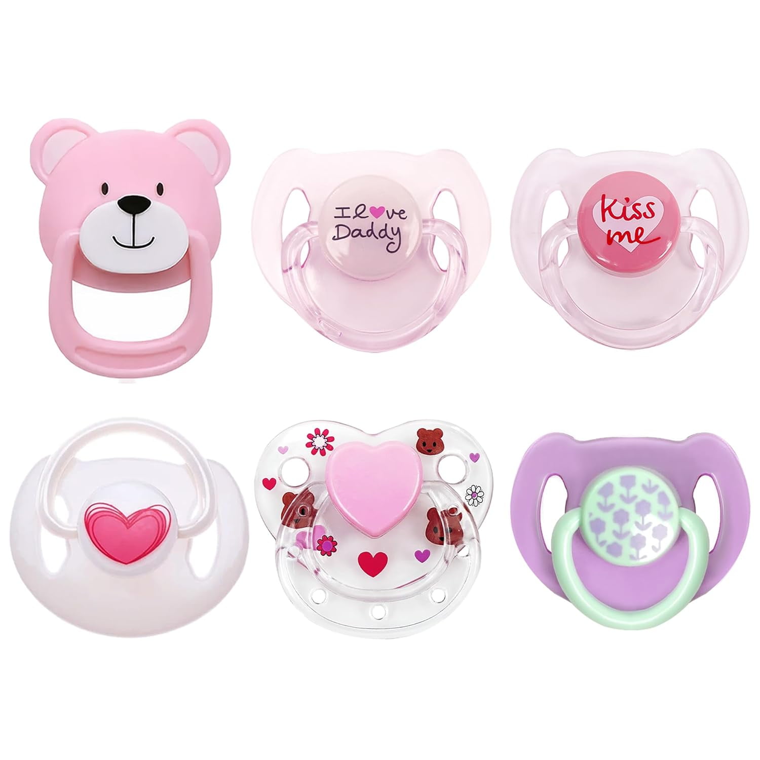 Set 6 Pieces Cute Magnetic Pacifiers for 16-24 Inch Reborn Baby Dolls ...