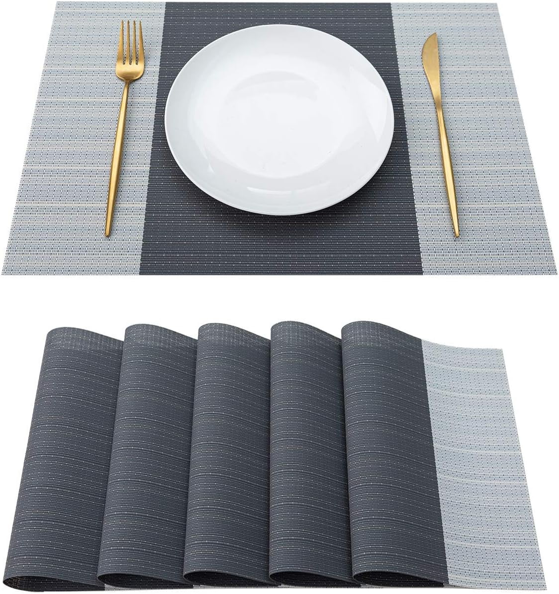 Set of 6 PVC Woven Placemats, Non-Slip, Washable, Heat Resistant for ...