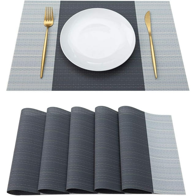 Set of 6 PVC Woven Placemats, Non-Slip, Washable, Heat Resistant for ...