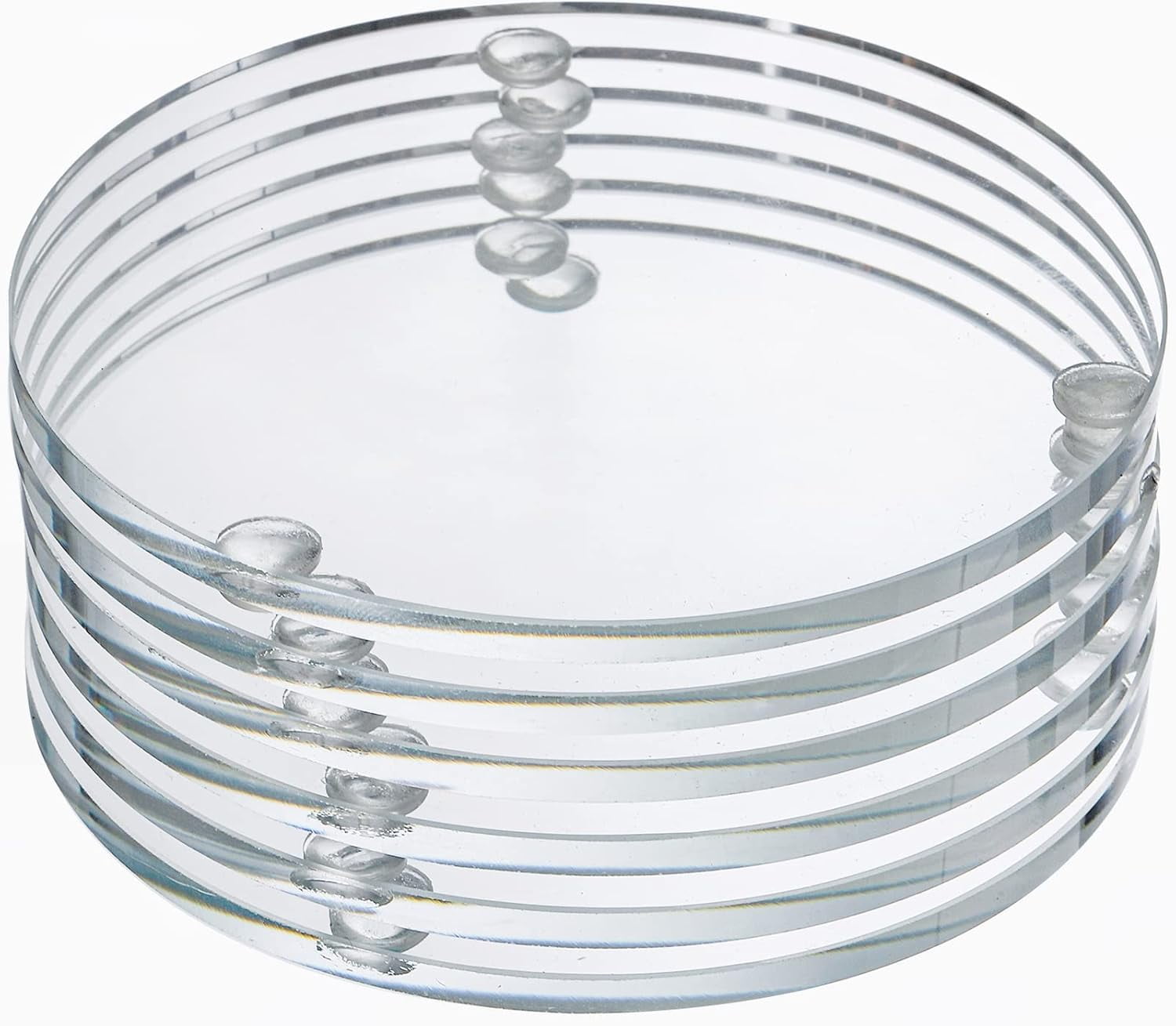 Set of 6 Round Glass Drink Coasters, 3.5 Inch Crystal Coasters ...