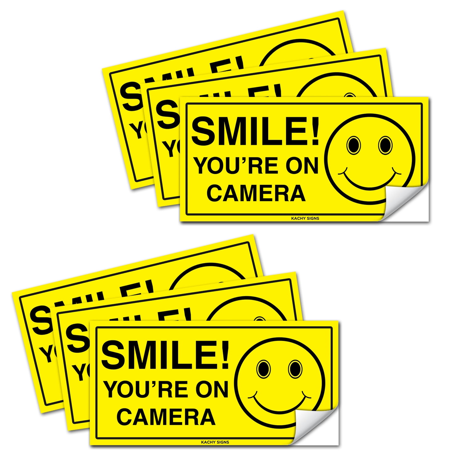 Set of 6, 2"x4" 'Smile You're On Camera' Stickers - Durable, Laminated ...