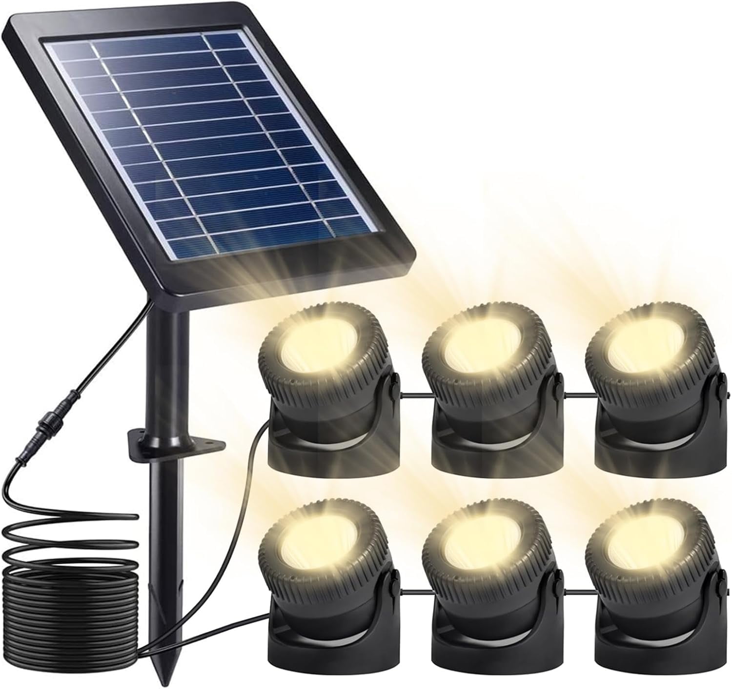 Set of 6 Solar Pond Lights RGB LED Submersible Fountain Lights ...