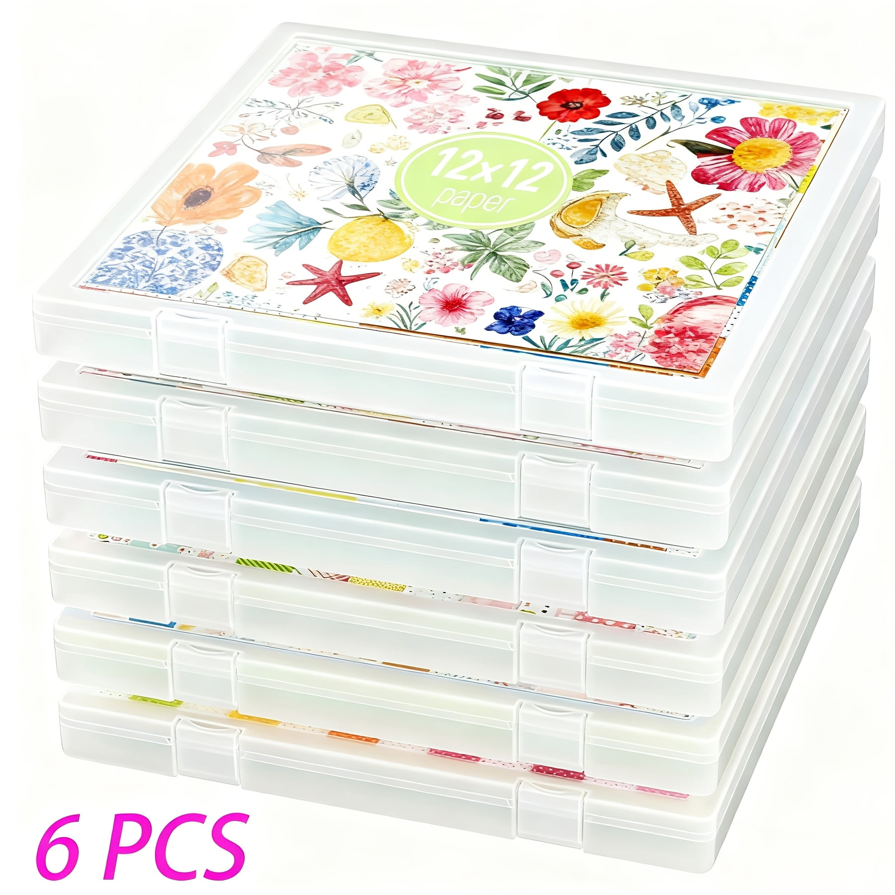 Set of 6 Stackable Plastic Storage Boxes for Home And Office Use - Slim ...