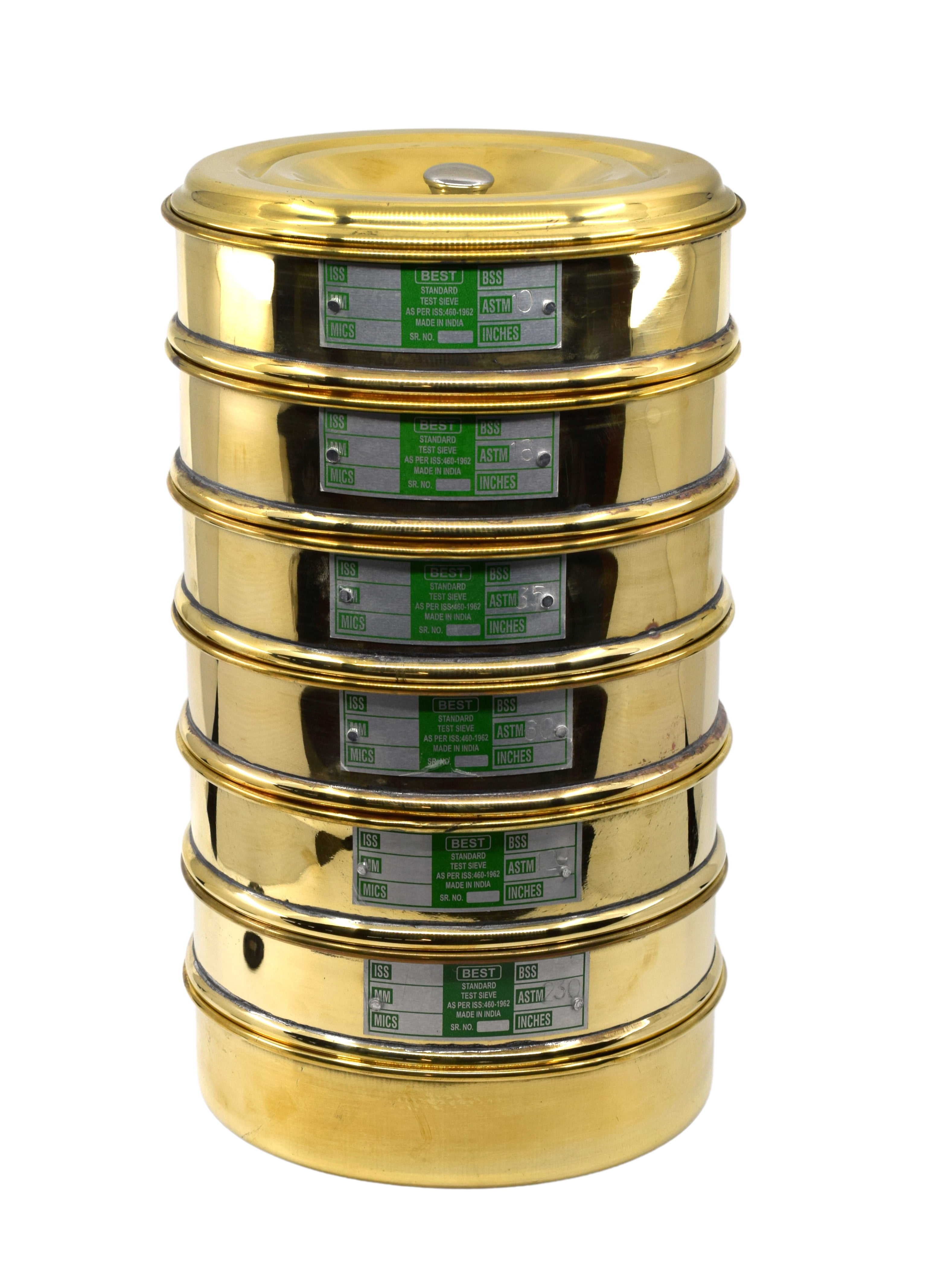 Set of 6 Test Sieves, 8 Inch - ASTM No. 10, 18, 35, 60, 120 & 230 ...