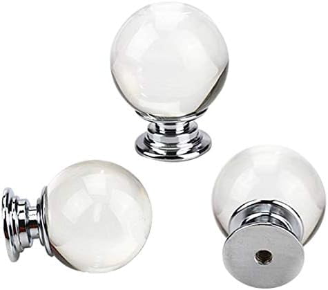 Set of 6 Transparent Ball Knobs, Round Handles Pulls for Cabinets ...