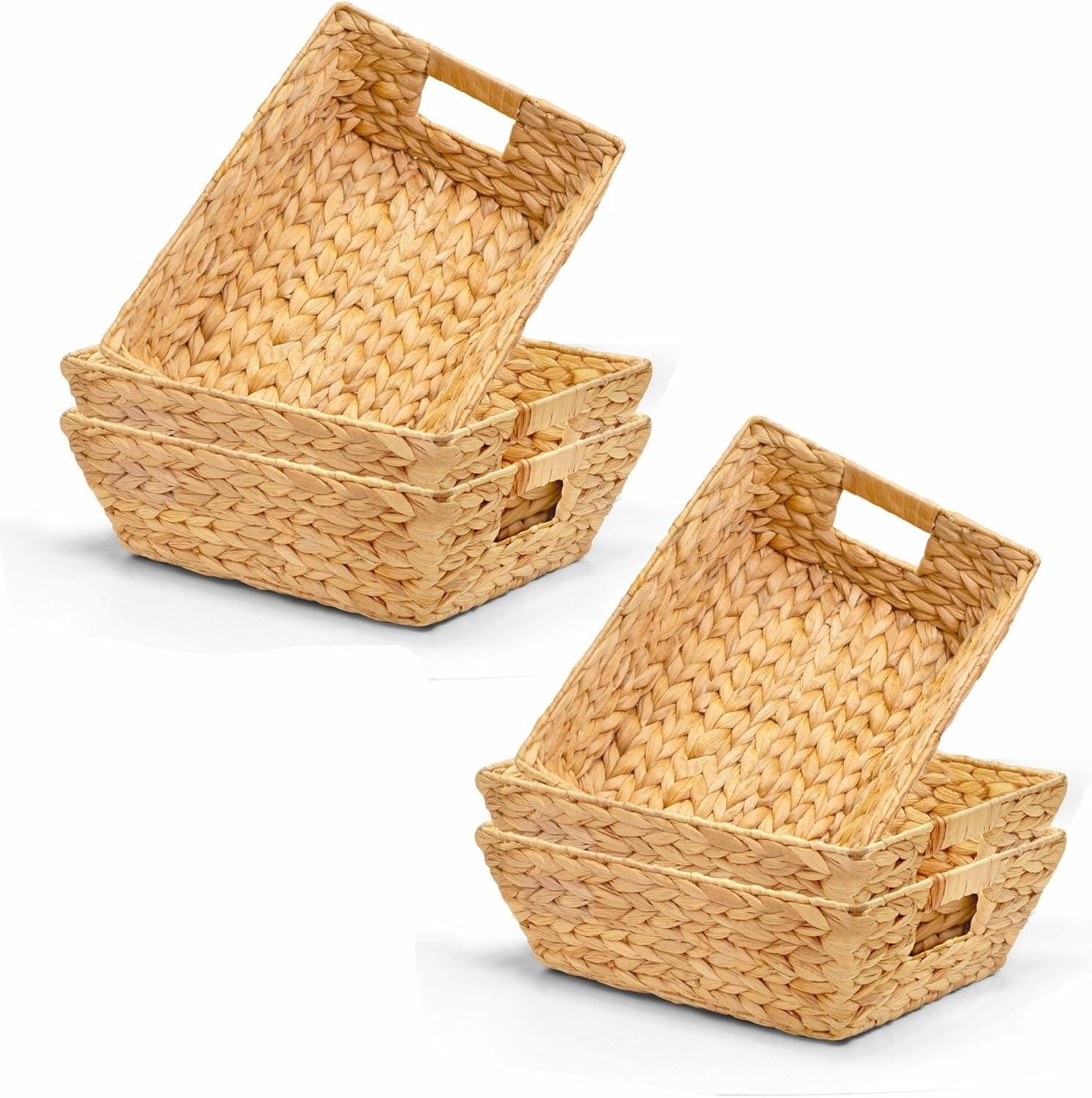 Set of 6 Trapezoid Wicker Baskets for Storage, Wicker Baskets for ...