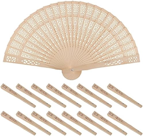 Set of 60 Sandalwood Fan, 8 Inch Folding Wooden Hand Fans, Hand Held ...