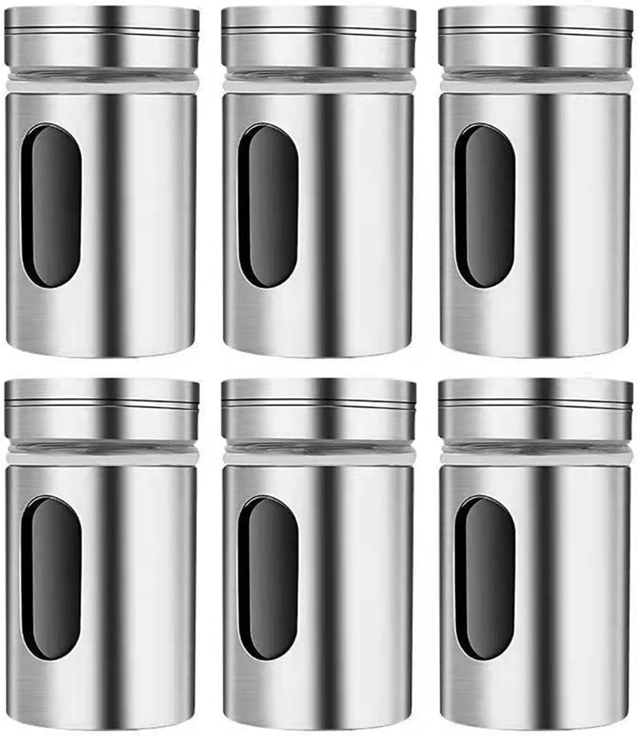 Set of 6Pcs Powder Sugar Shaker with Lid,Stainless steel transparent ...