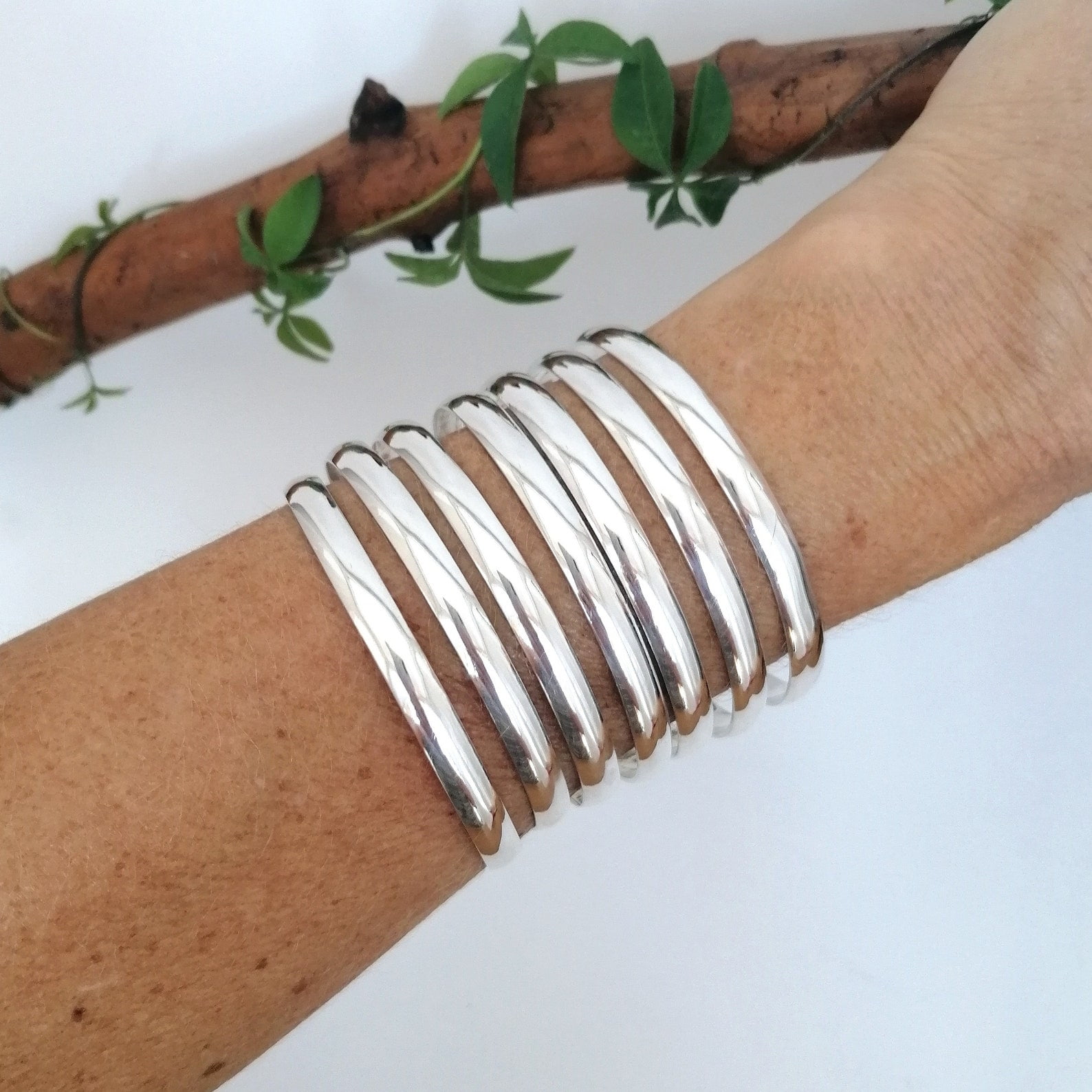 Set of 7 Bangles, Stacking Bangles, Chunky Bangles, Thick Bracelets ...