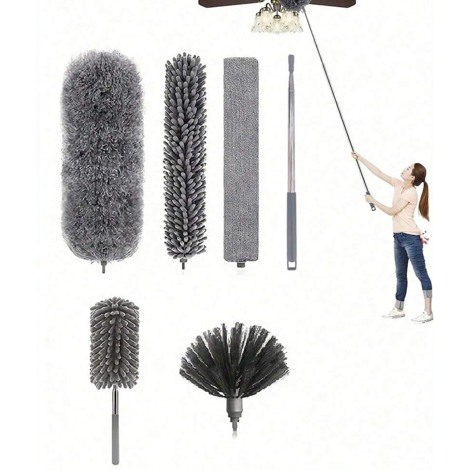 (Set Of 7) Microfibre Duster Extension Wand (Stainless Steel),Ceiling ...