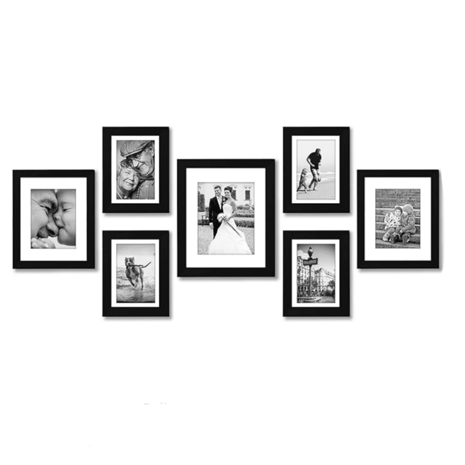 Set of 7 Picture Frames with Shatter-Resistant Glass - Gallery Wall ...