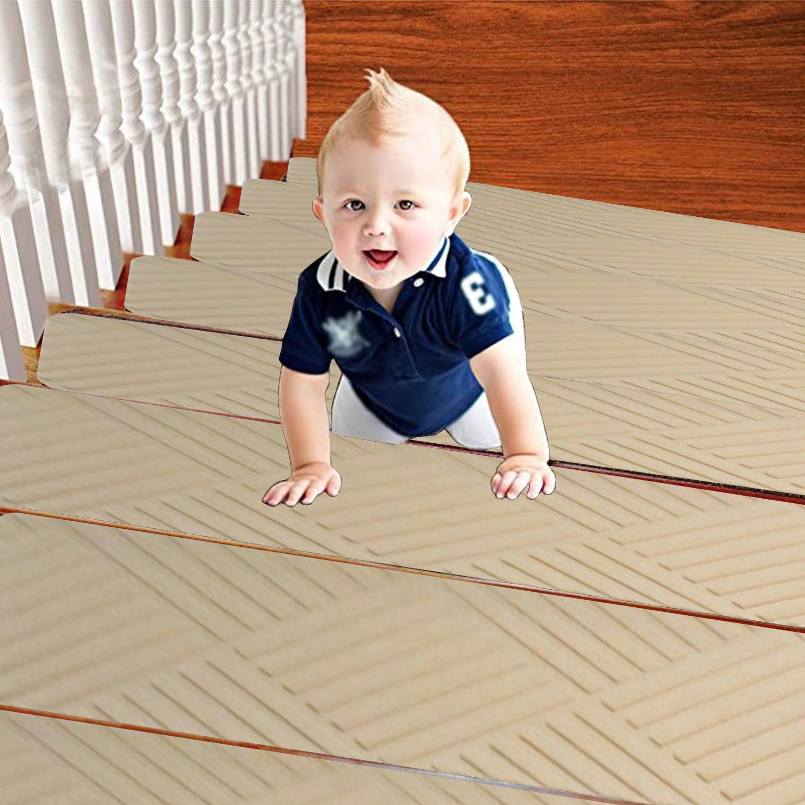 Set of 7 Stair Threads for Wooden Steps, Step Runners Landing Mat for ...