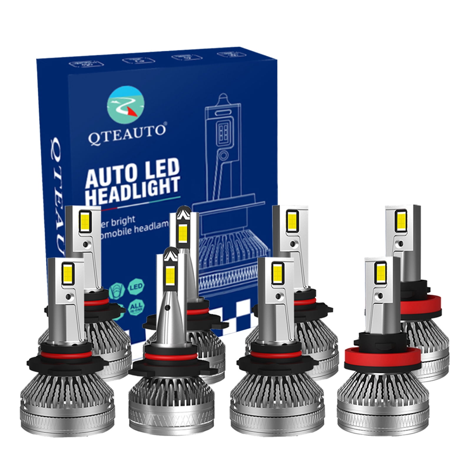 Set of 8 9006/HB4 9005/HB3/H10 H8/H9/H11 LED Bulb Super Bright Daytime ...