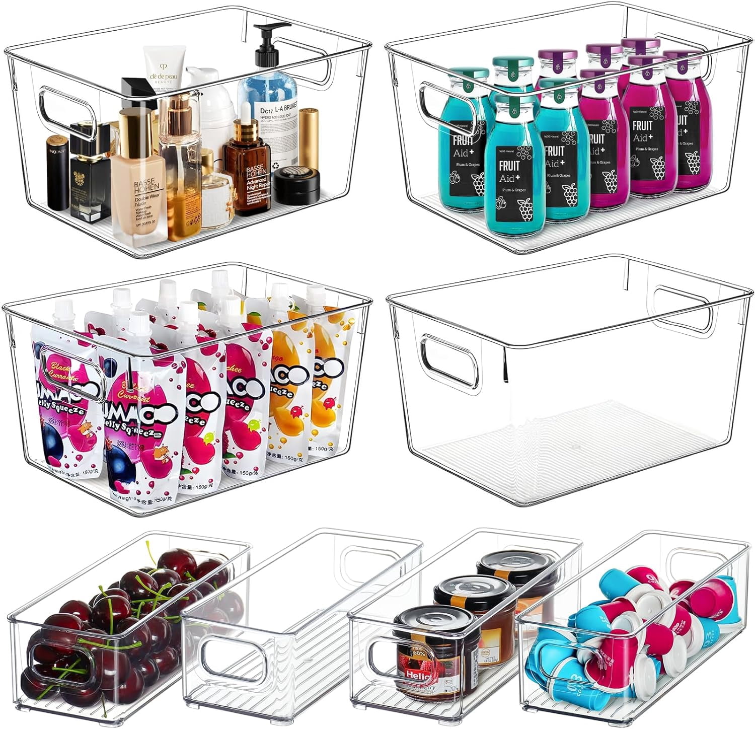 Set Of 8 Clear Pantry Organizer Bins, Stackable Organizing Bins for ...