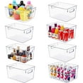Set of 8 Clear Plastic Storage Bins, 4 Large and 4 Small Stackable ...